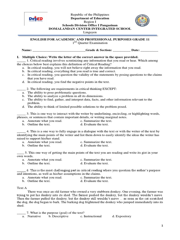 Eapp 1st Quarter | PDF | Narration | Brainstorming