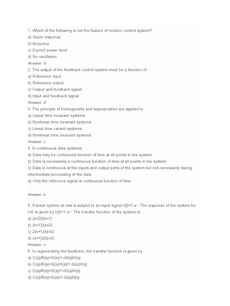 Cs Mcq's Mod For Conduct | PDF | Feedback | Control Theory