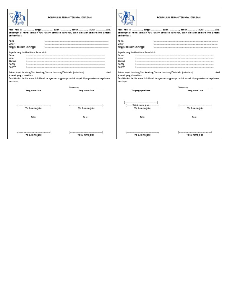 Formulir Srah Terima Jenazah | PDF