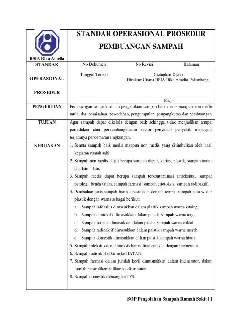 Sop Pengolahan Sampah | PDF
