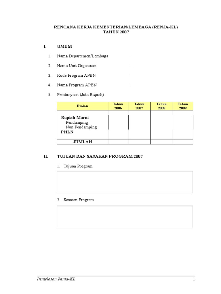 Contoh Renja KL | PDF