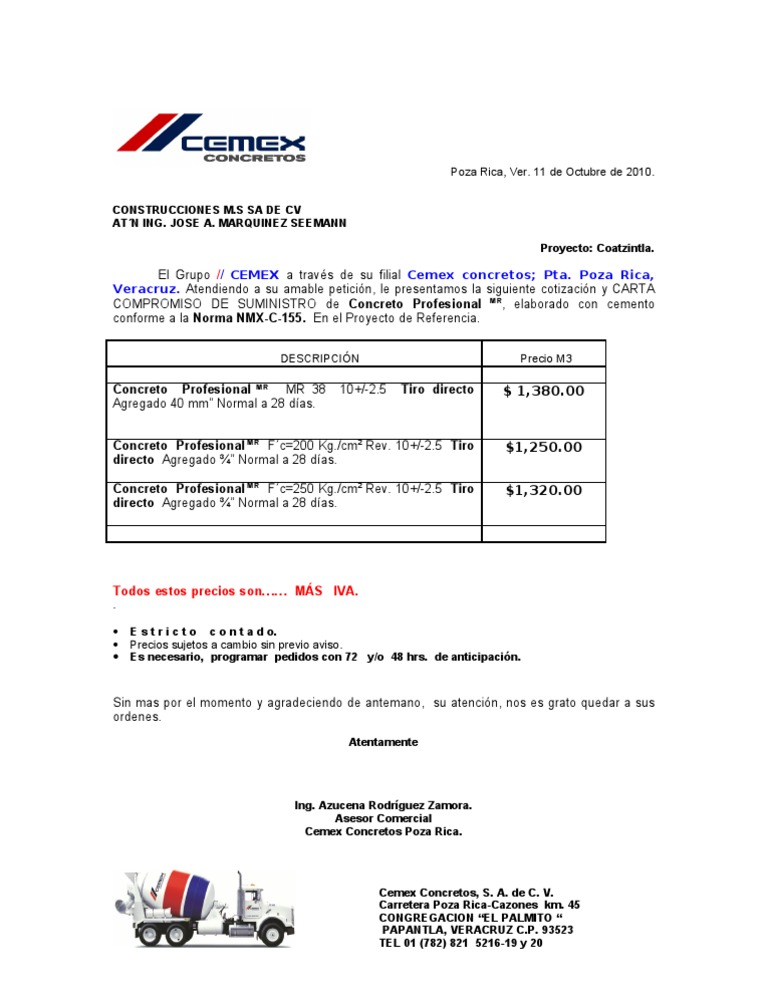 Cotizacion Cemex | PDF