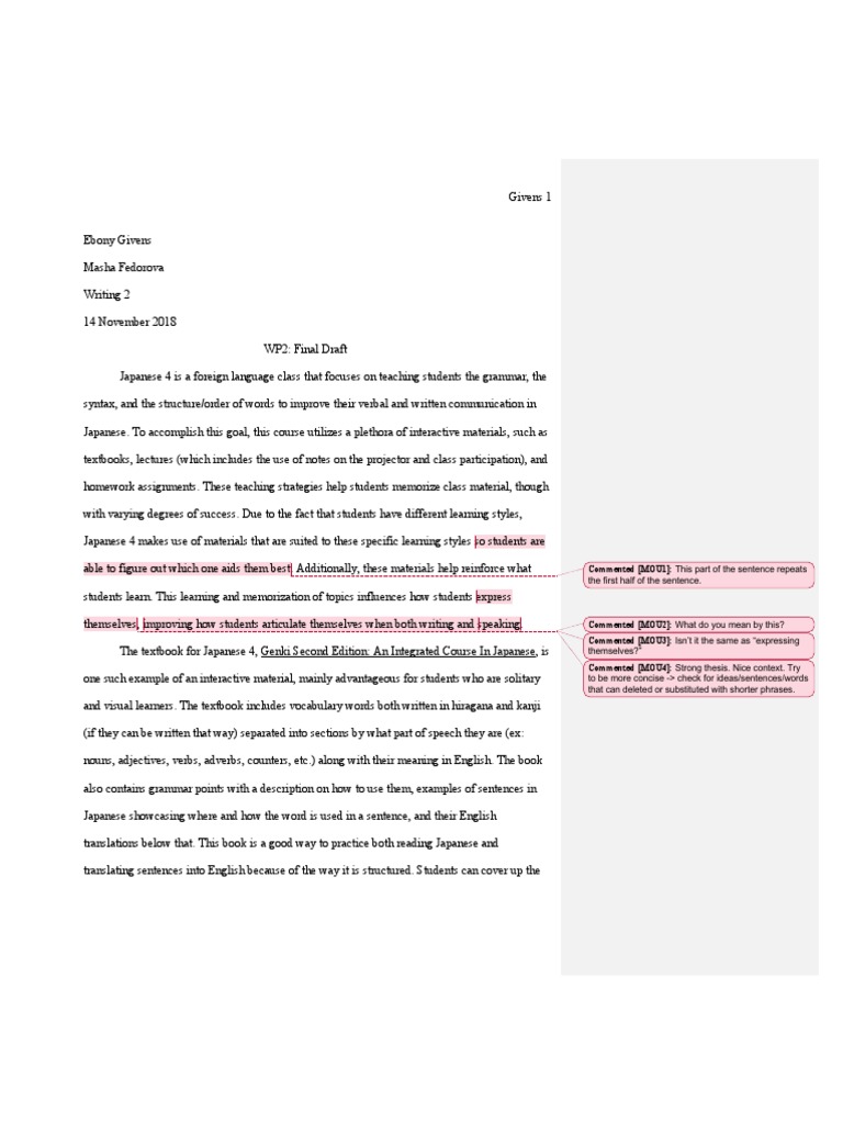 Givensportfoliowp 2 Draft | PDF | Kanji | Japanese Language