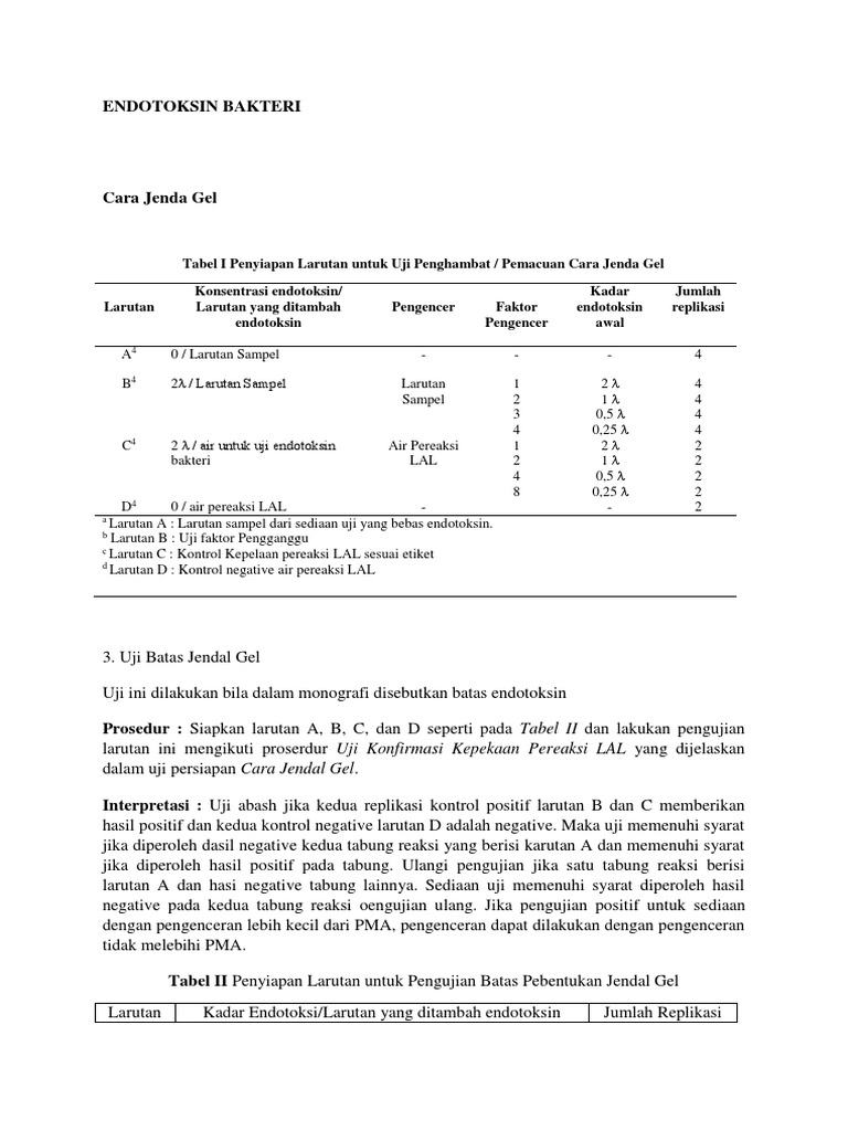 Uji Endotoksin Bakteri dengan Jendal Gel | PDF