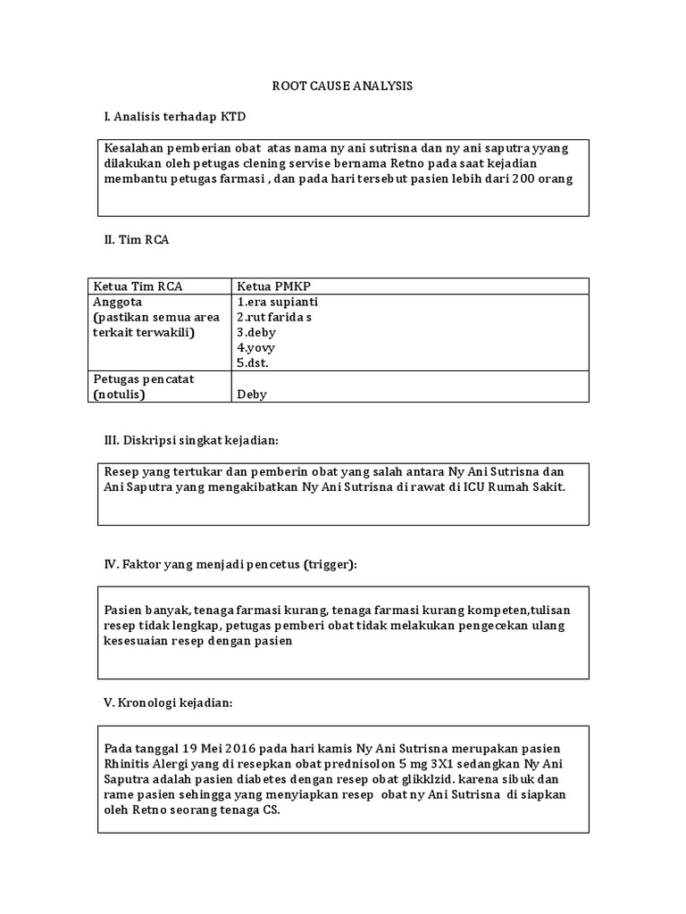 Contoh Form Fmea Dan Rca | PDF