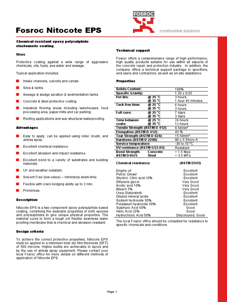 Fosroc Nitocote EPS Protective Coating | PDF | Epoxy | Concrete