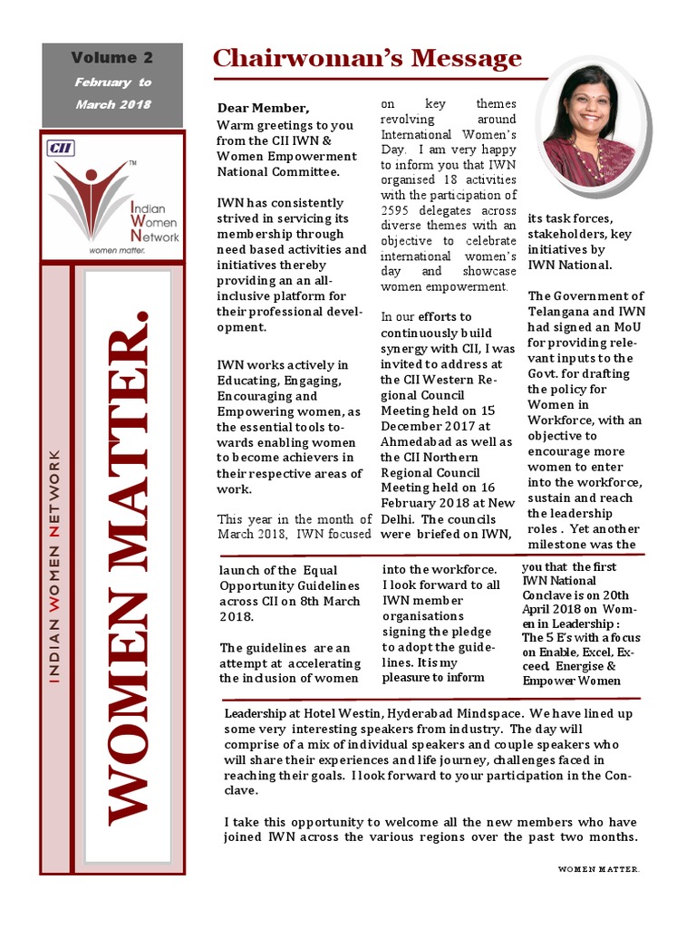 Chairwoman's Message: Dear Member | PDF | Mentorship | Leadership