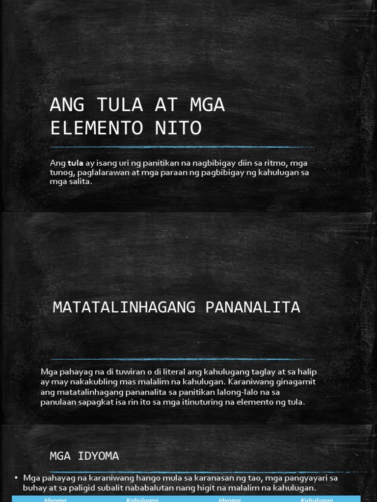 Ang Tula at Mga Elemento Nito | PDF