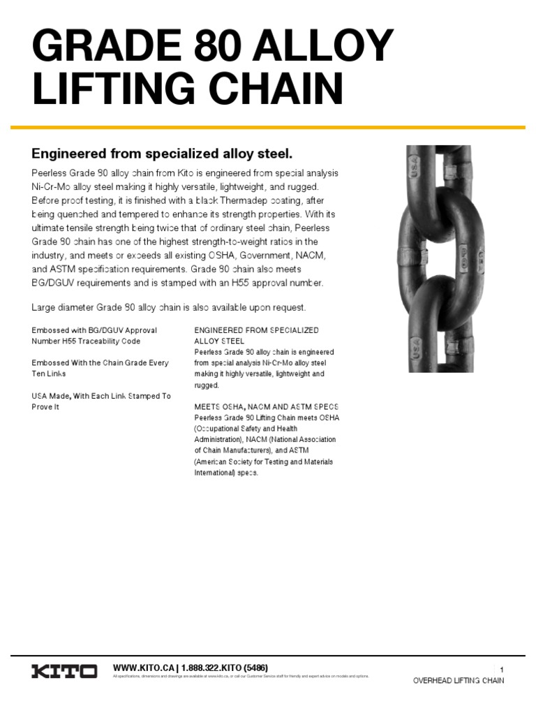 Grade 80 Alloy Lifting Chain Specs | PDF | Alloy | Steel