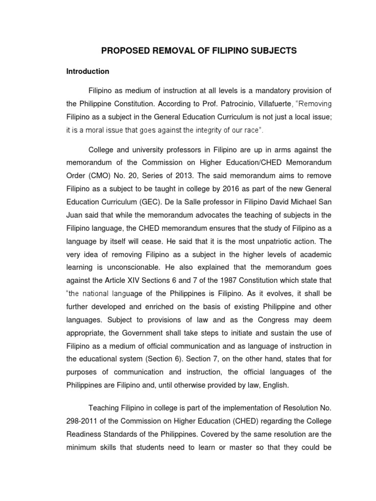 Filipino Subject Removal in College Debate | PDF | Curriculum | Philippines