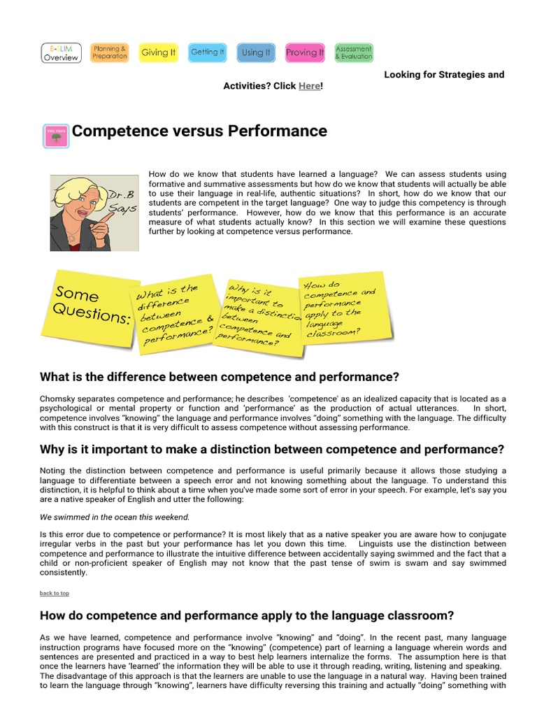 Competency Versus Performance | PDF | Speech | Learning