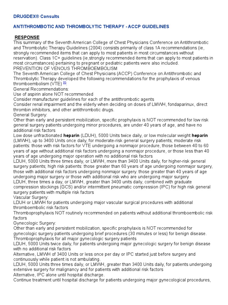 ACCP Anticoagulation Guidelines Summary | PDF | Percutaneous Coronary ...