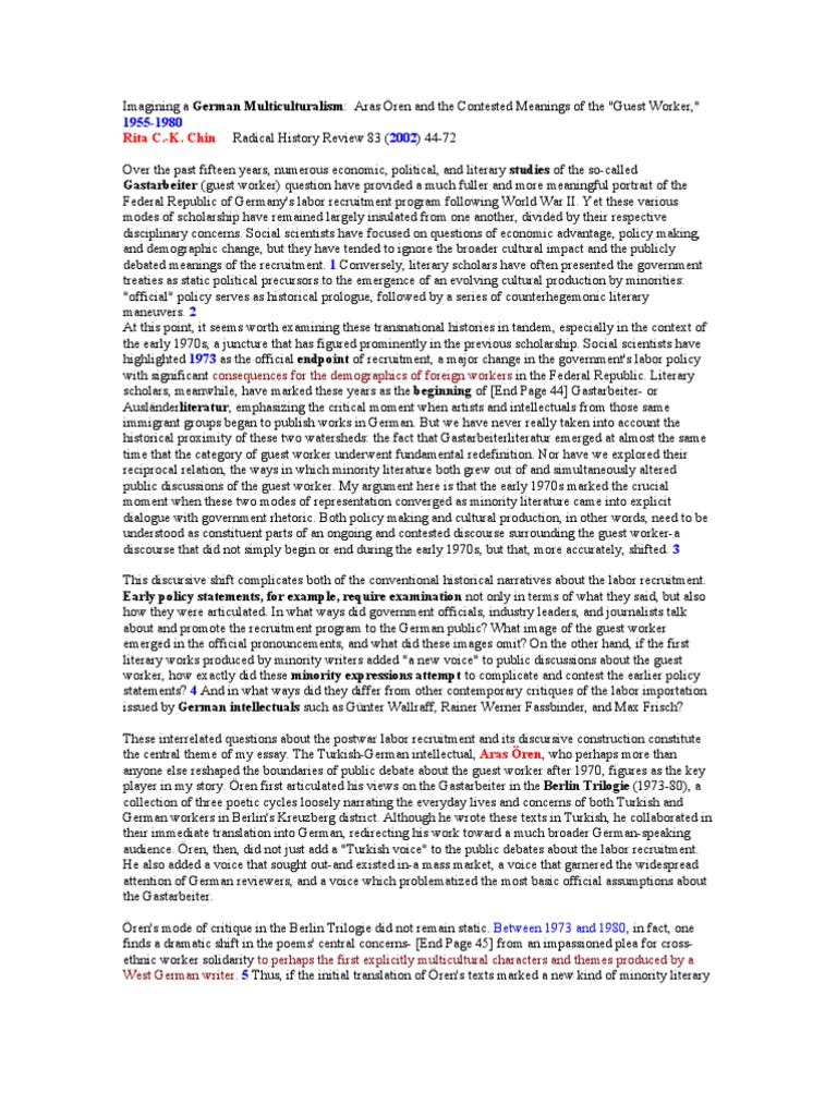 German Multiculturalism and Guest Workers | PDF | Employment | Germany