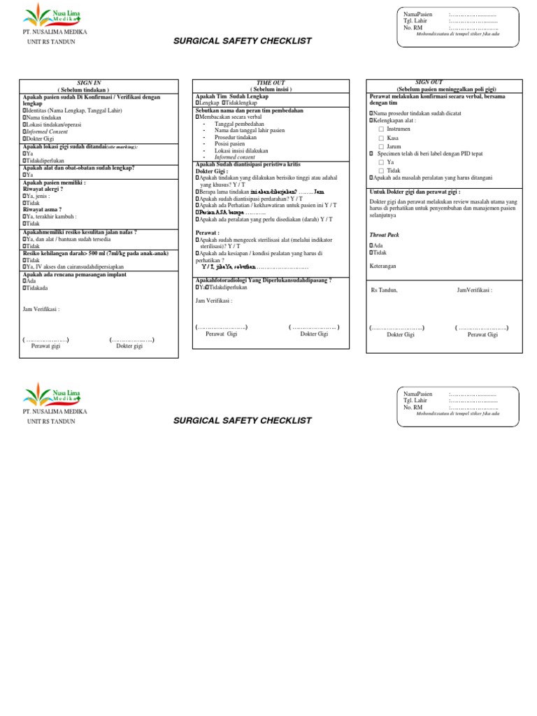 Surgical Safety Checklist Gigi