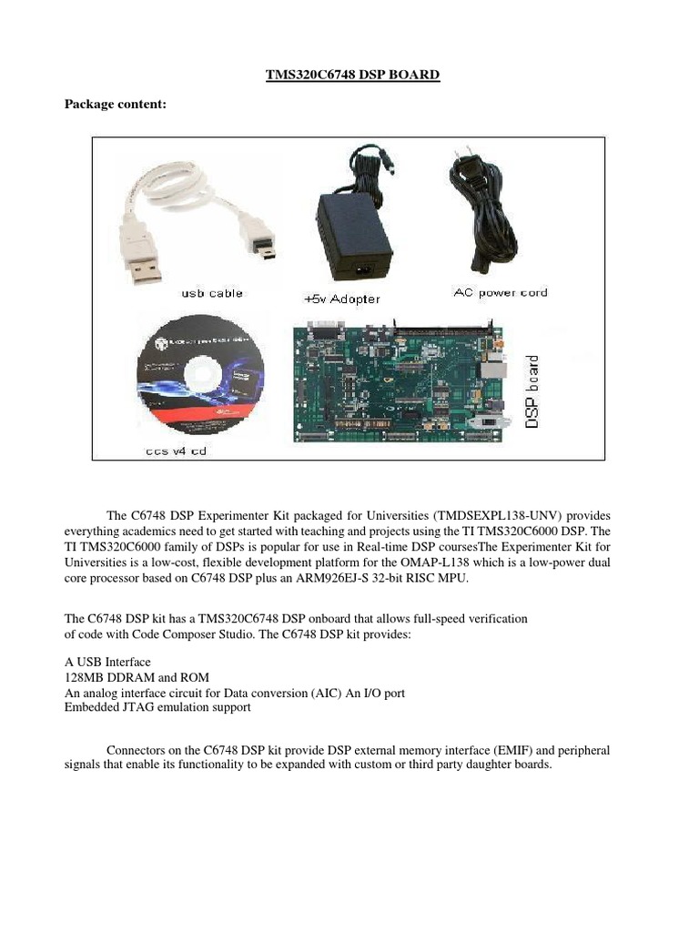 TMS320C6748 DSP BOARD Package Content | PDF | Digital Signal Processor | Secure Digital
