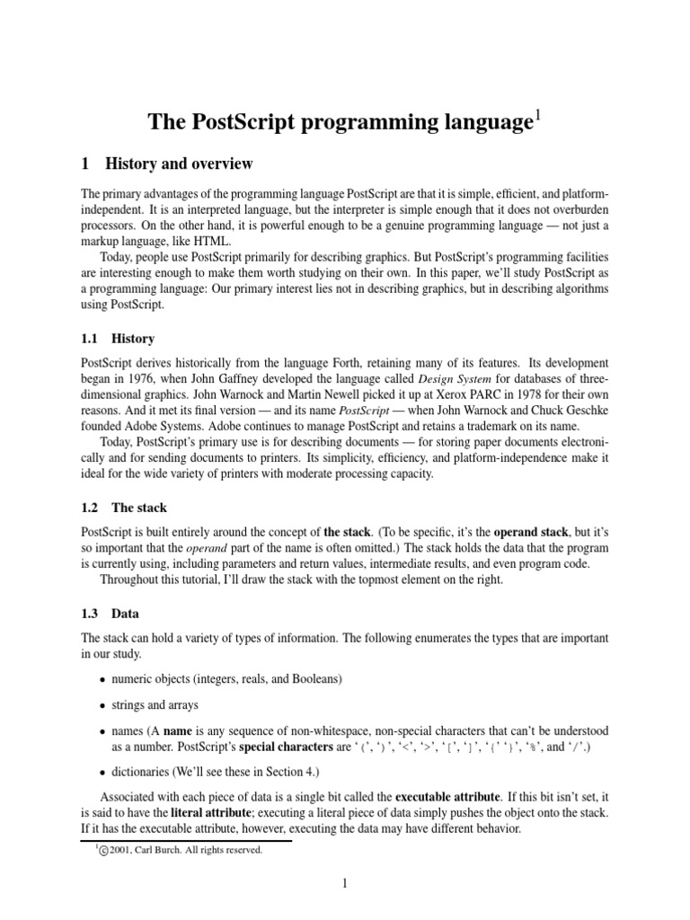 Postscript Programming Language Pdf Boolean Data Type Subroutine 3905