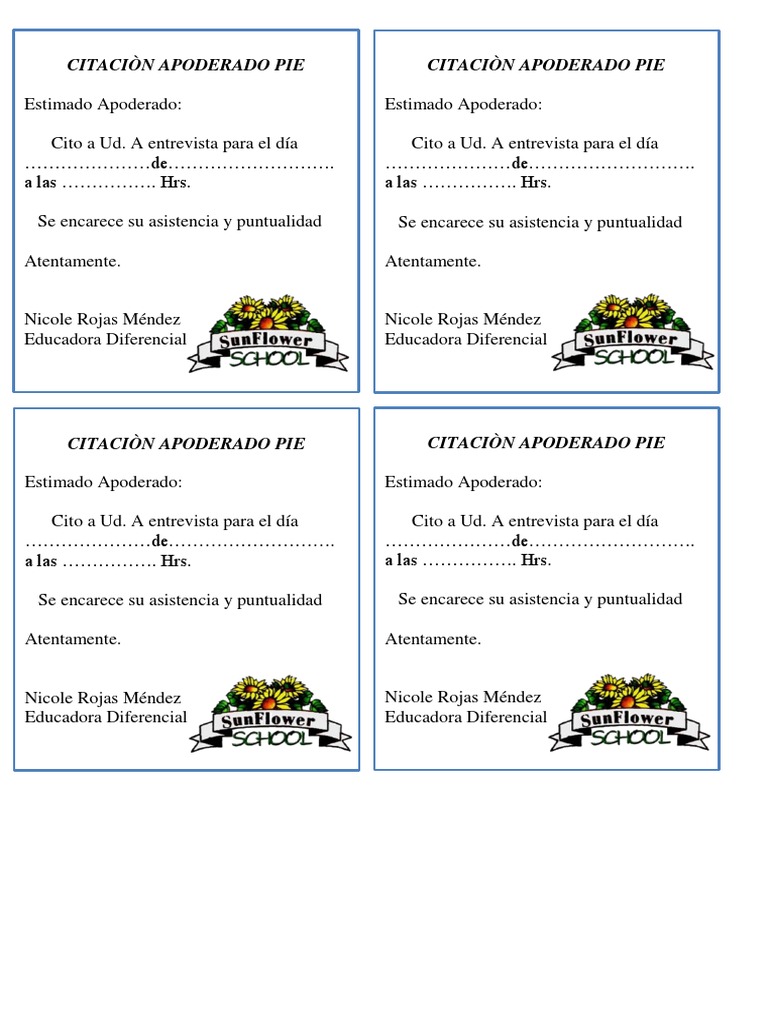 Citación Apoderados PIE | PDF