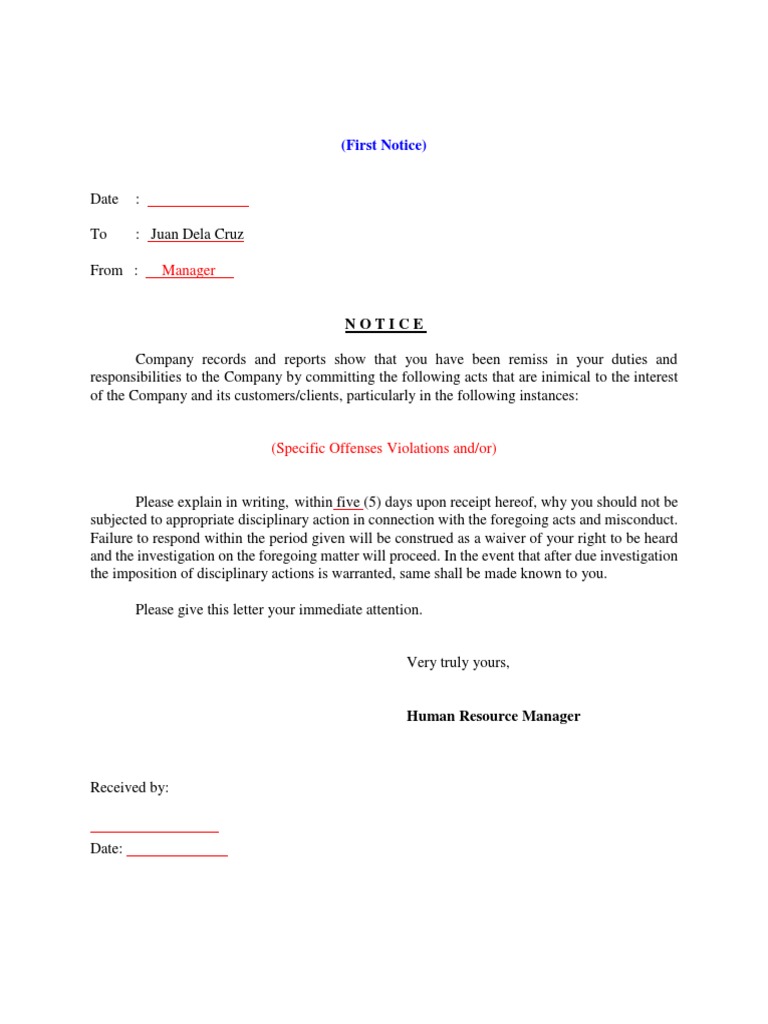 Manager: (First Notice) | PDF