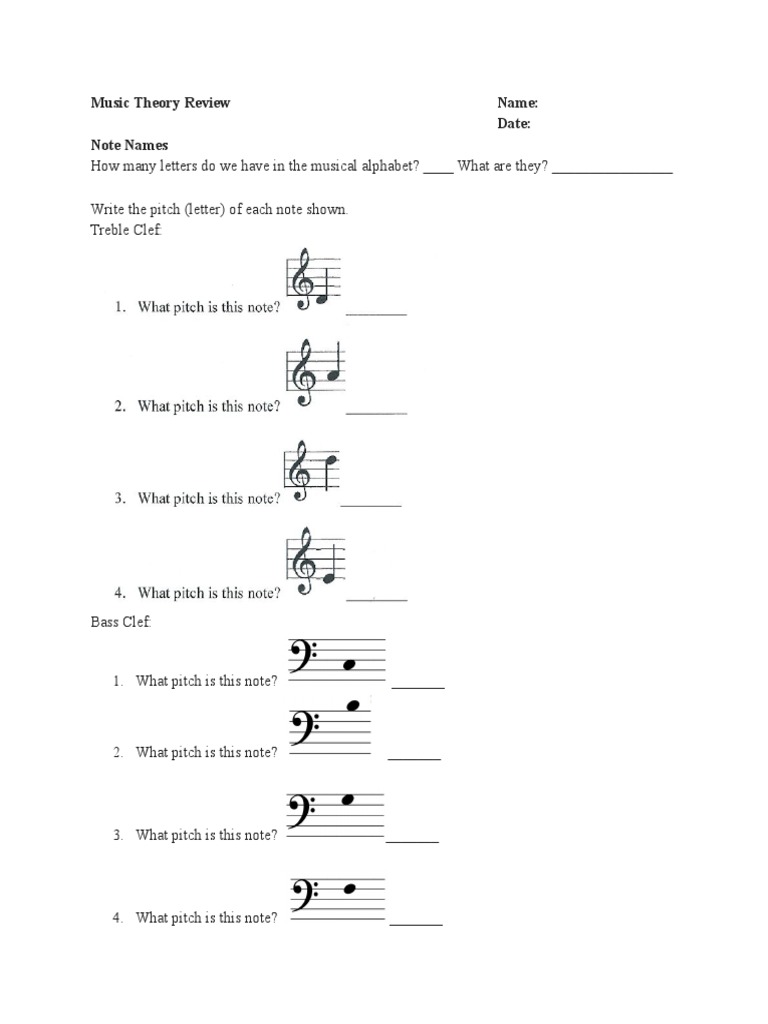 Theory Review Packet | PDF | Clef | Writing