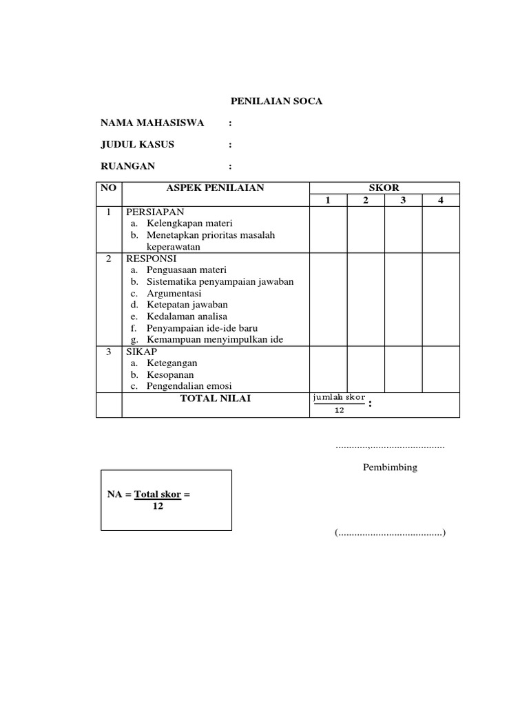Penilaian Soca (Askep) | PDF