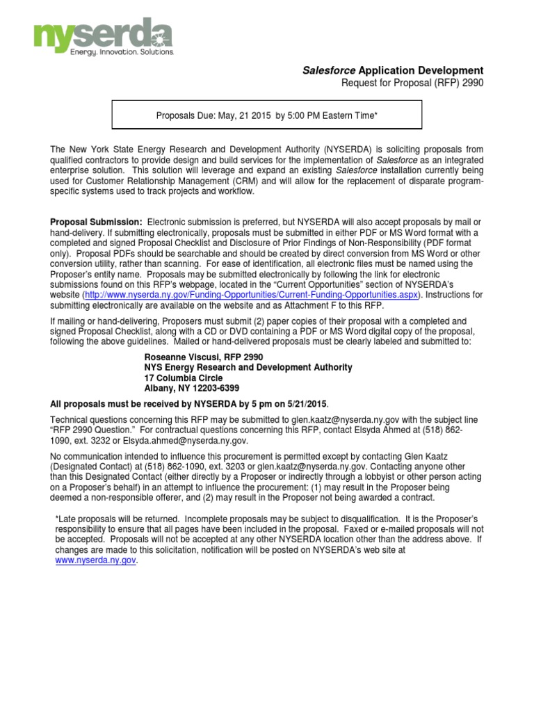 Salesforce Application Development - Request For Proposal | PDF ...