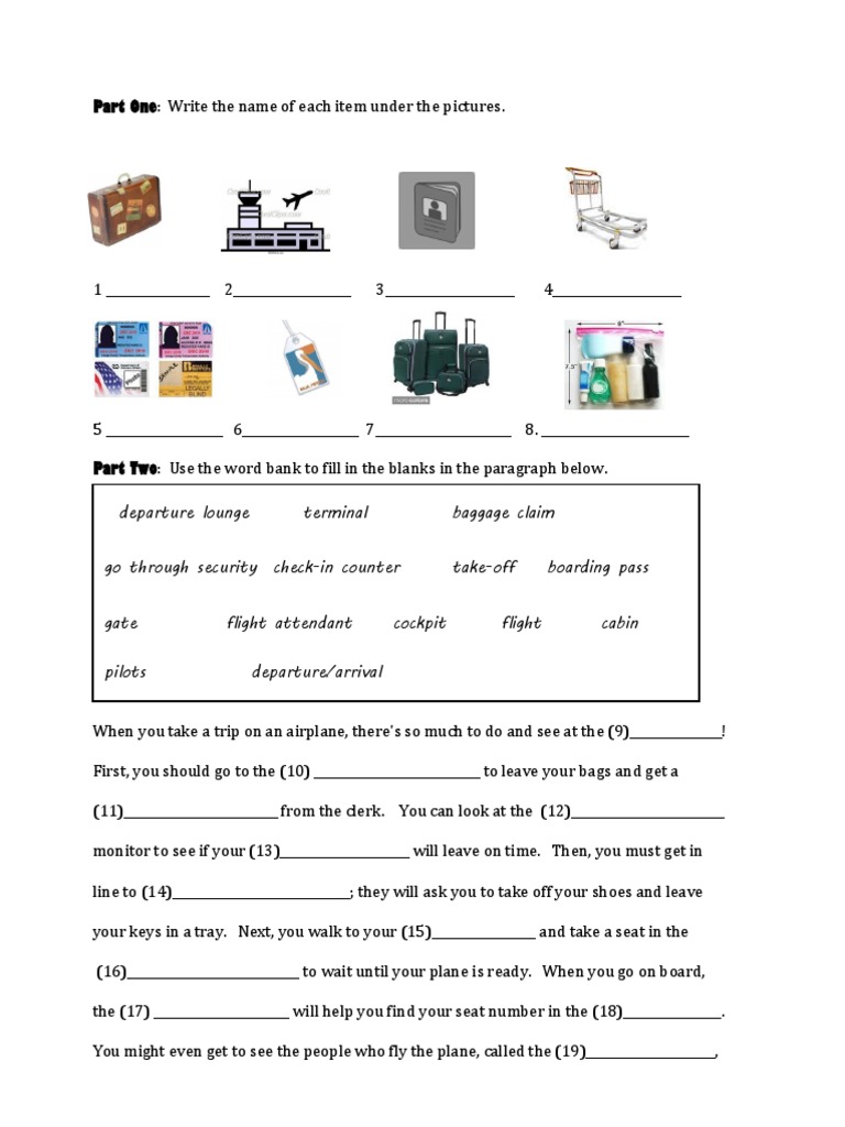 Airport Vocabulary Exam Tests 49993 | PDF | Baggage | Airport
