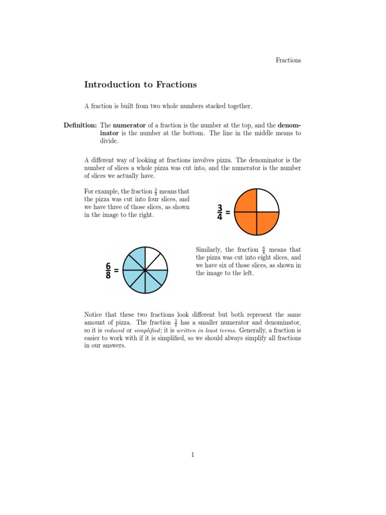 Introtofractions | PDF | Fraction (Mathematics) | Abstract Algebra