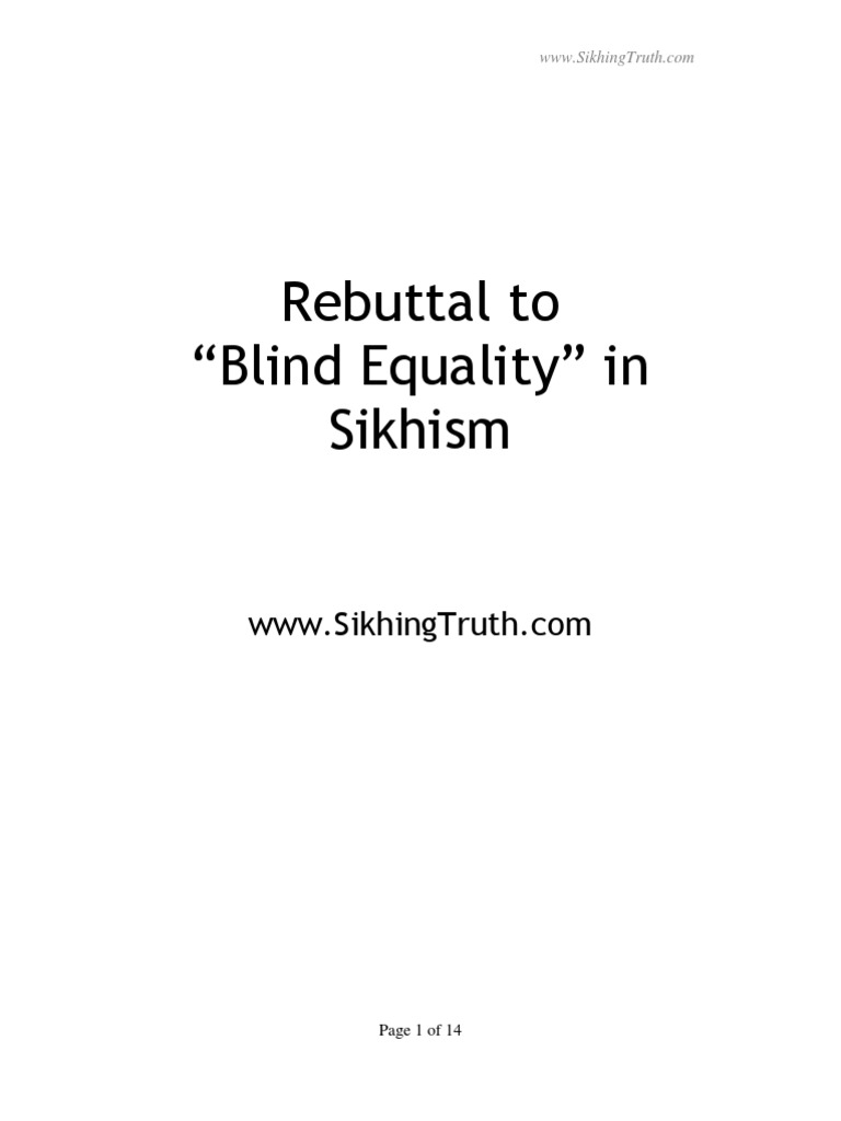 Rebuttal To Islam Sikhism Blind Equality | PDF | Sikh | Asian Ethnic ...