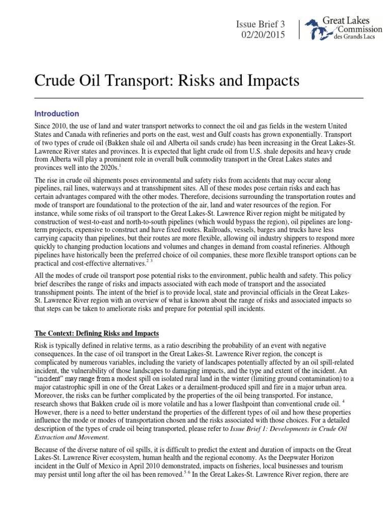 Crude Oil Transport | PDF | Pipeline Transport | Oil Spill