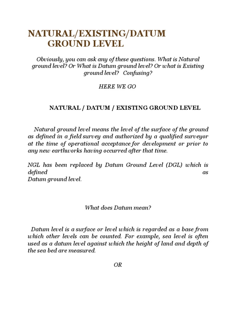 Understanding Ground Levels in Construction | PDF | Trees | Surveying