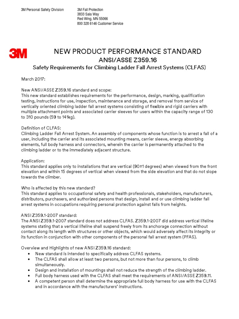 3M New ANSI Z359.16 Climbing Ladder Fall Arrest System March2017 | PDF ...
