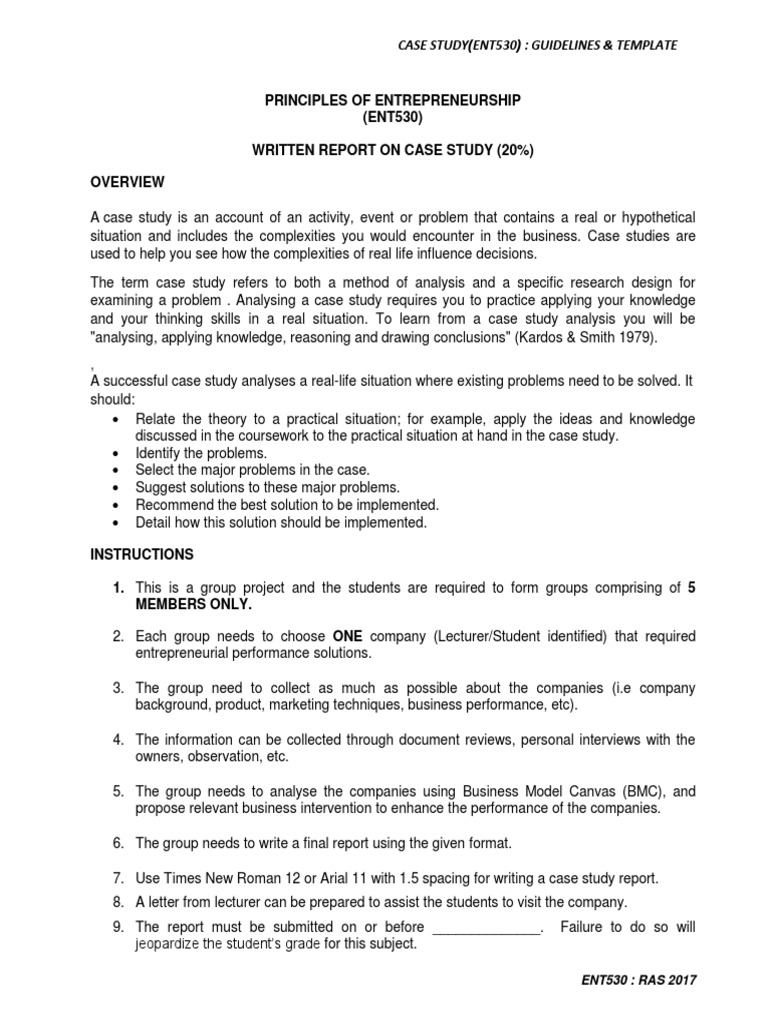 Ent530-Case Study-Guidelines & Template | PDF | Case Study ...