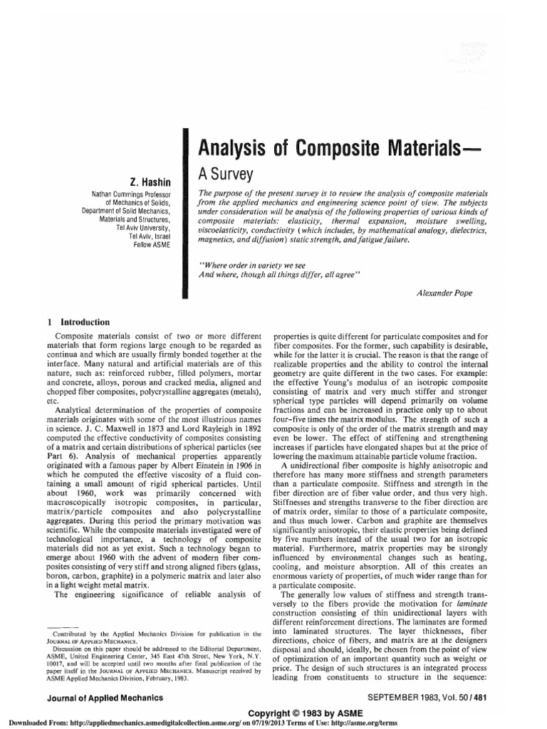 Analysis of Composite Materials-A Survey | PDF | Composite Material ...