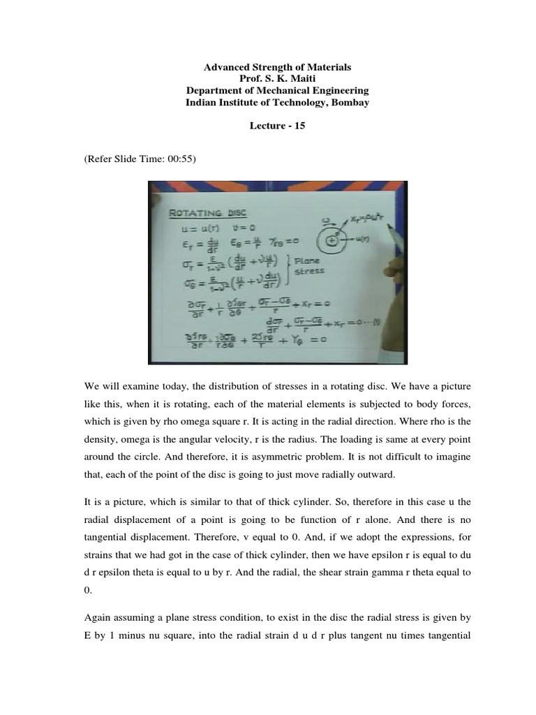 Rotating Disc Stress Distribution | PDF | Stress (Mechanics) | Gear
