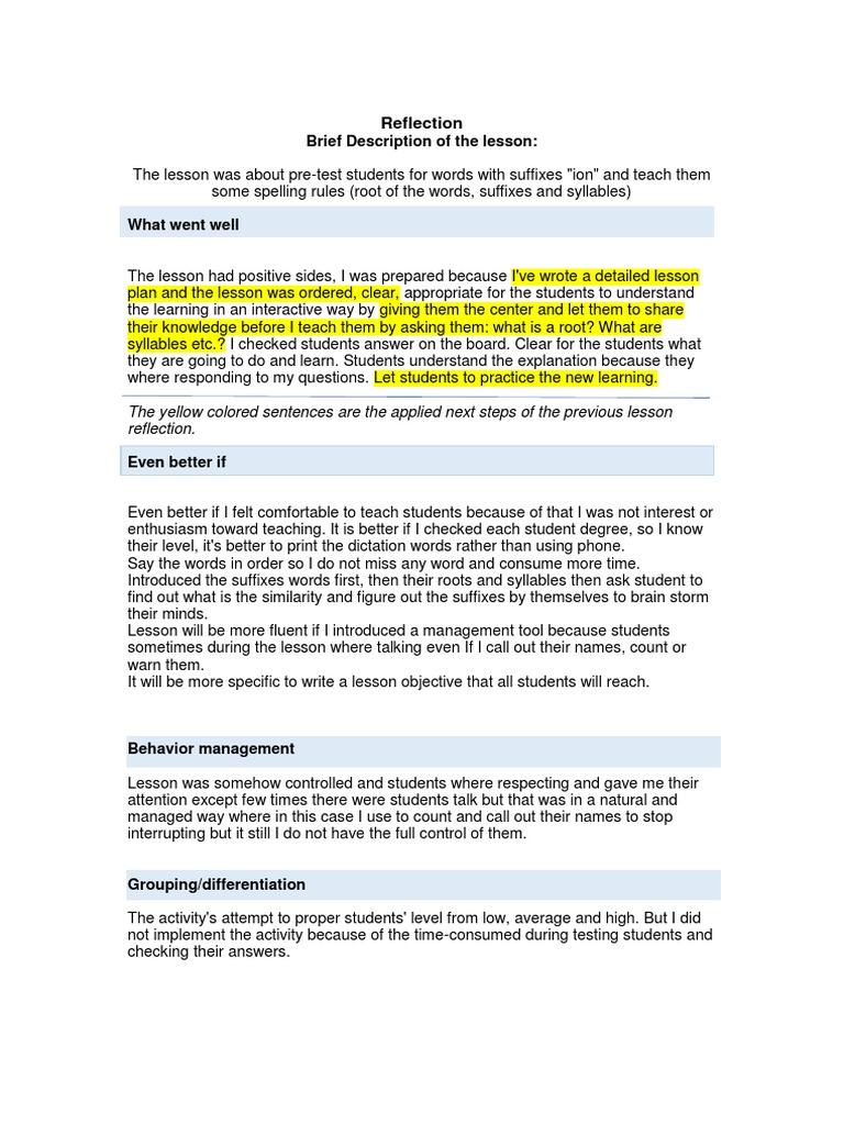 Spelling Reflection | PDF | Word | Pedagogy