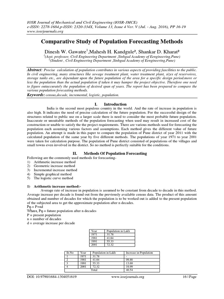 Comparing population forecasting methods | PDF | Forecasting | Logistic Function
