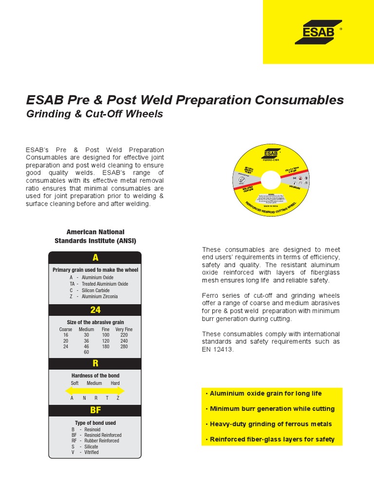 Esab Grinding & Cutting Wheel | PDF | Grinding (Abrasive Cutting ...