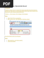 How To Create Customer Material Info Record VD51 in SAP | PDF