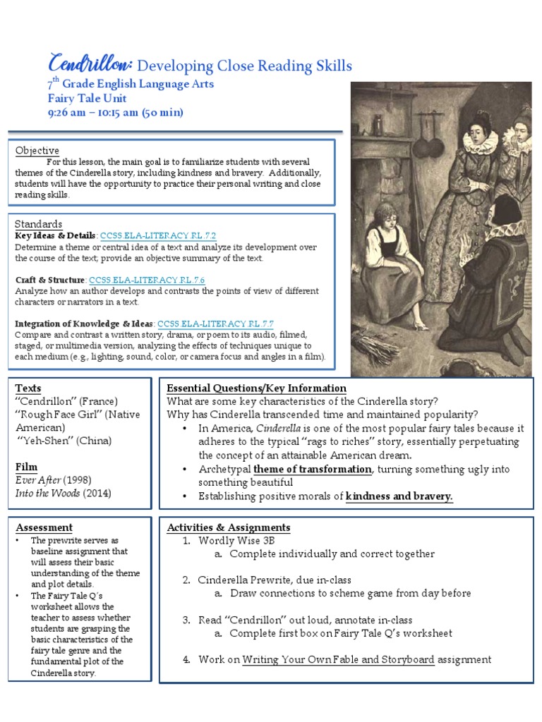 Cendrillon:: Developing Close Reading Skills | Download Free PDF ...