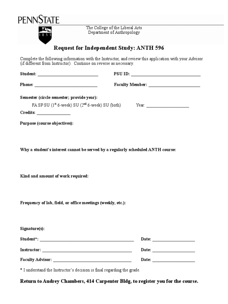 Anth 596 Form | PDF