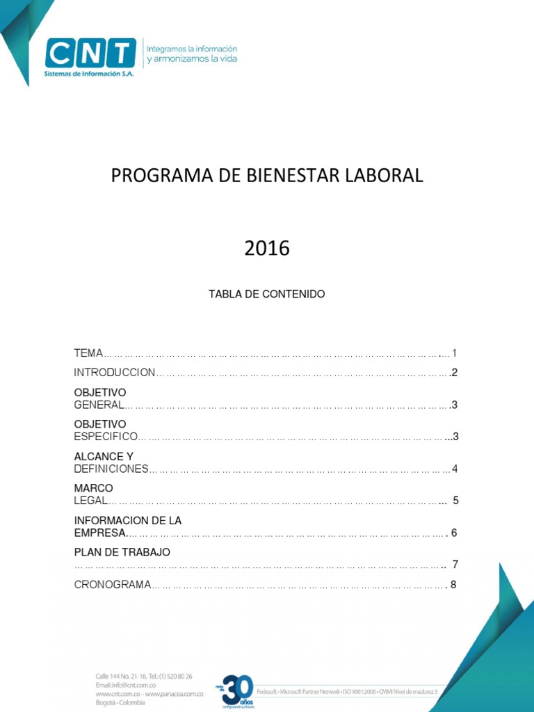 Plan de Bienestar | PDF | Bienestar | Calidad (comercial)