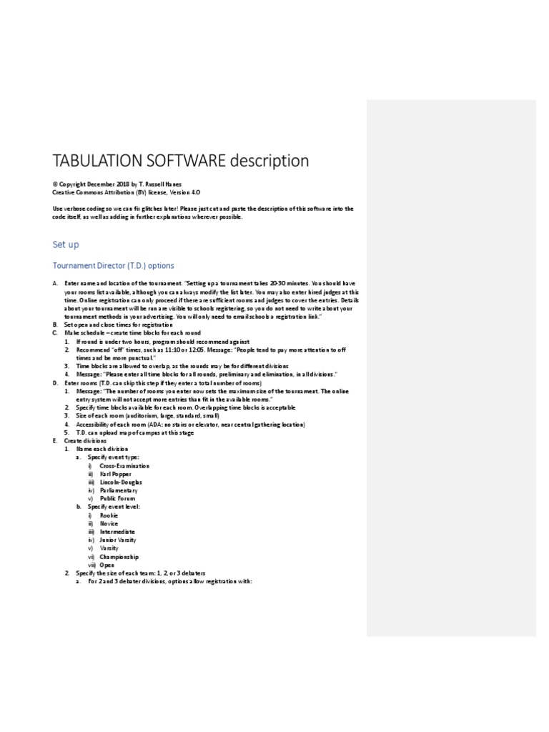 Tabulation Software Description | PDF | Tournament | Percentile