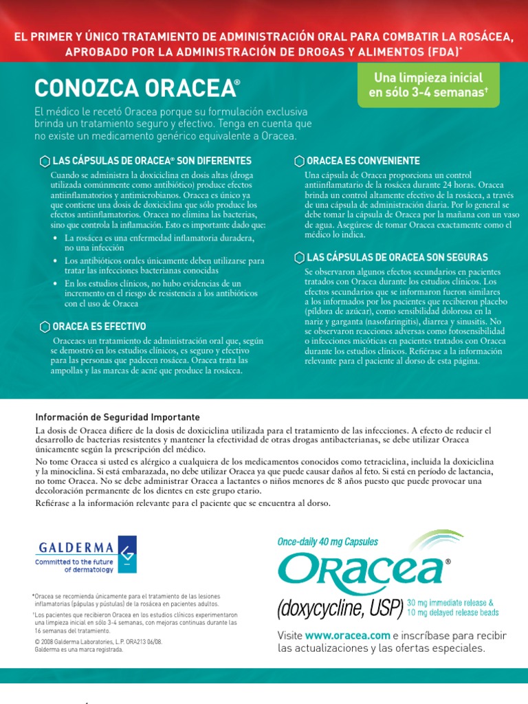 ROSACEA Oracea | PDF | Medicamentos con receta | El embarazo
