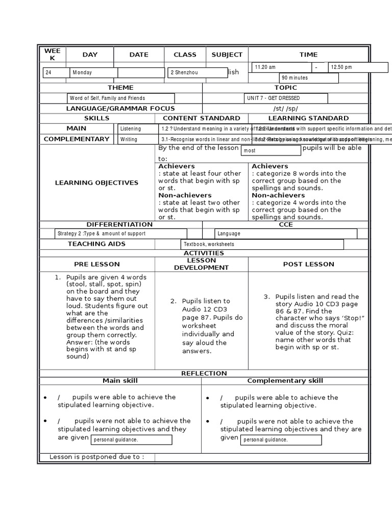Sample of Lesson Plan | PDF | Lesson Plan | Linguistics