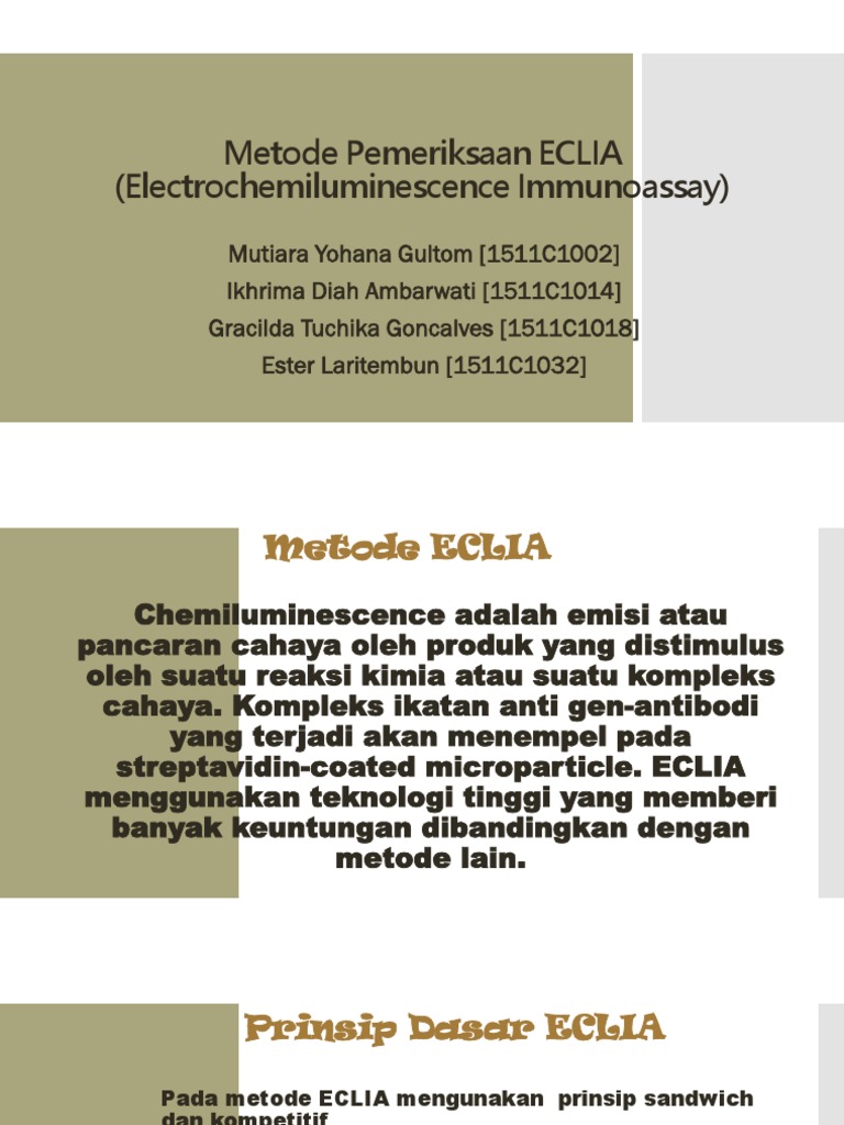 Metode Pemeriksaan ECLIA (Electrochemiluminescence Immunoassay) | PDF