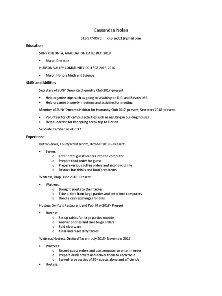 Cassandra Nolan Resume | PDF