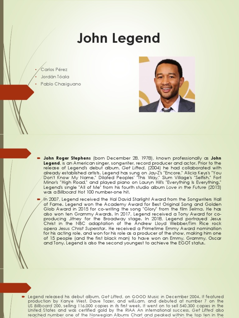 John Legend: Carlos Pérez Jordán Tóala Pablo Chasiguano | PDF | Music ...