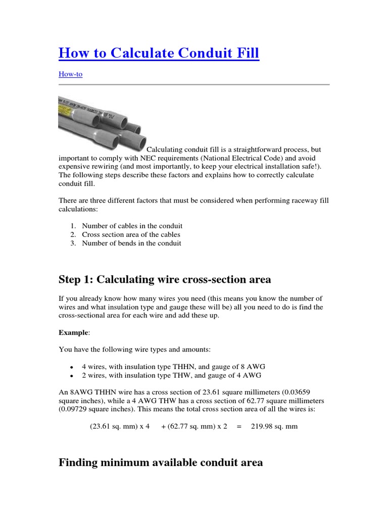 How To Calculate Conduit Fill | PDF | Electrical Components ...