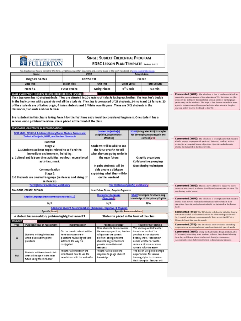 Futur Proche Lesson Plan | PDF | Educational Assessment | Special Education