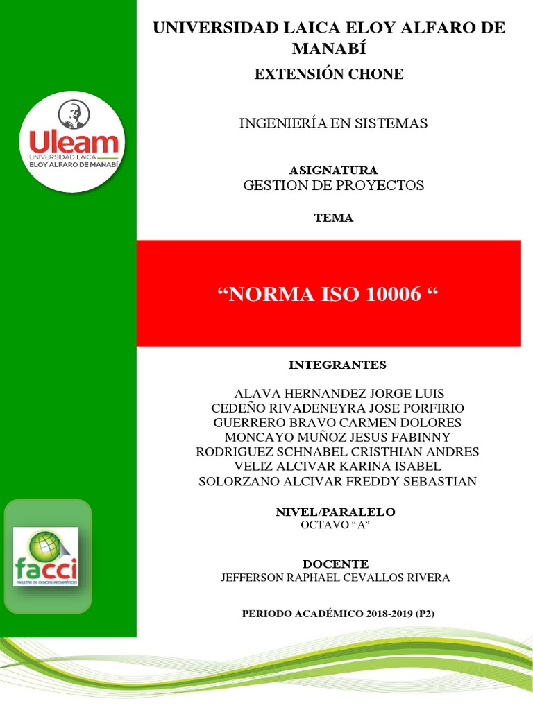 Informe Final Norma ISO 10006 | PDF | Gestión de la calidad | Calidad (comercial)